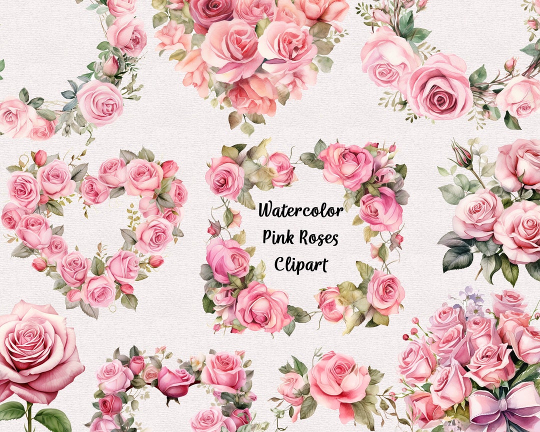 Watercolor Vintage Pink Roses Clipart - Etsy