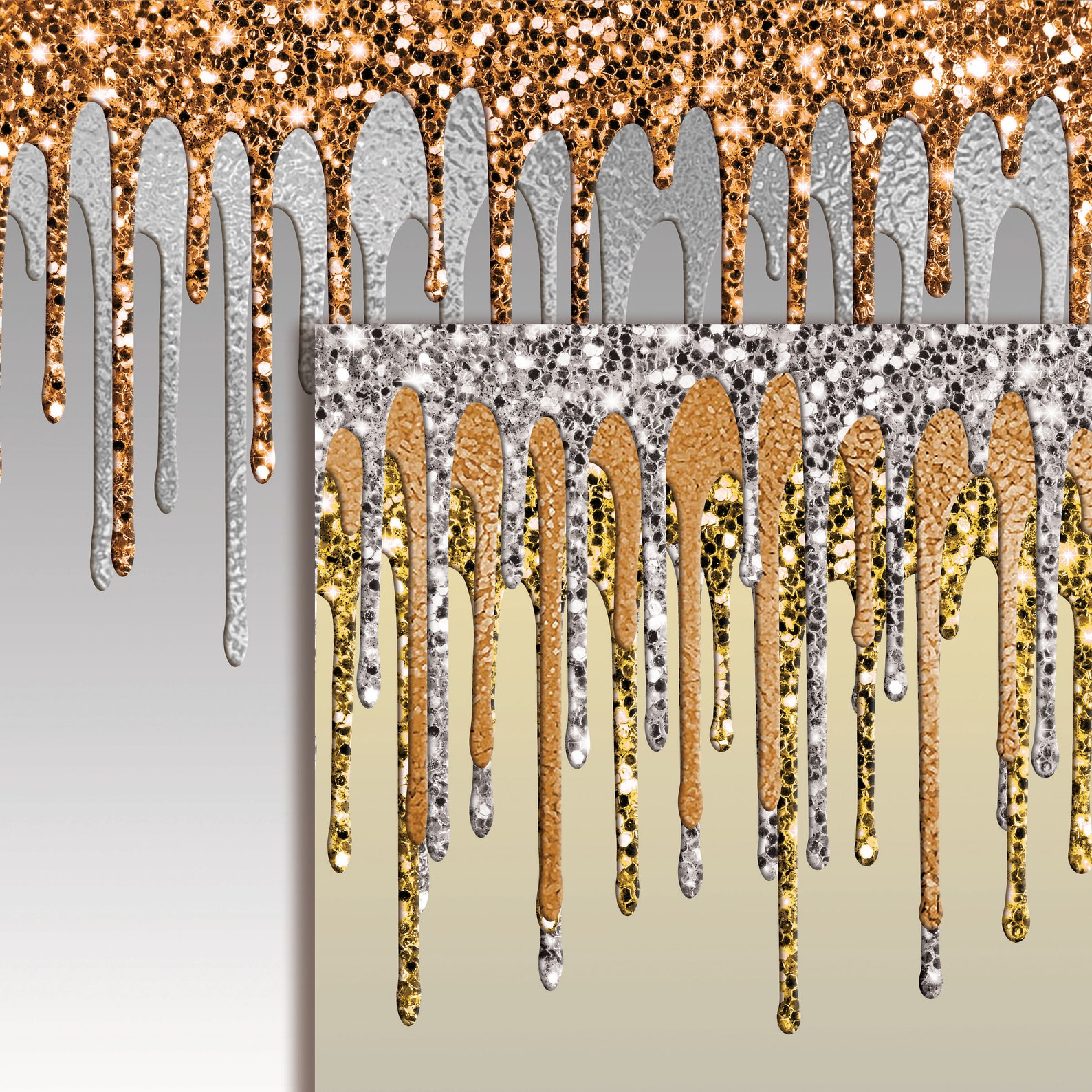 Metallic Drips Digital Papers - Etsy