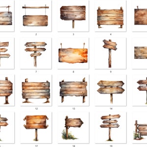 Watercolor Wood Signs Clipart: Rustic PNG Images (digital Download ...