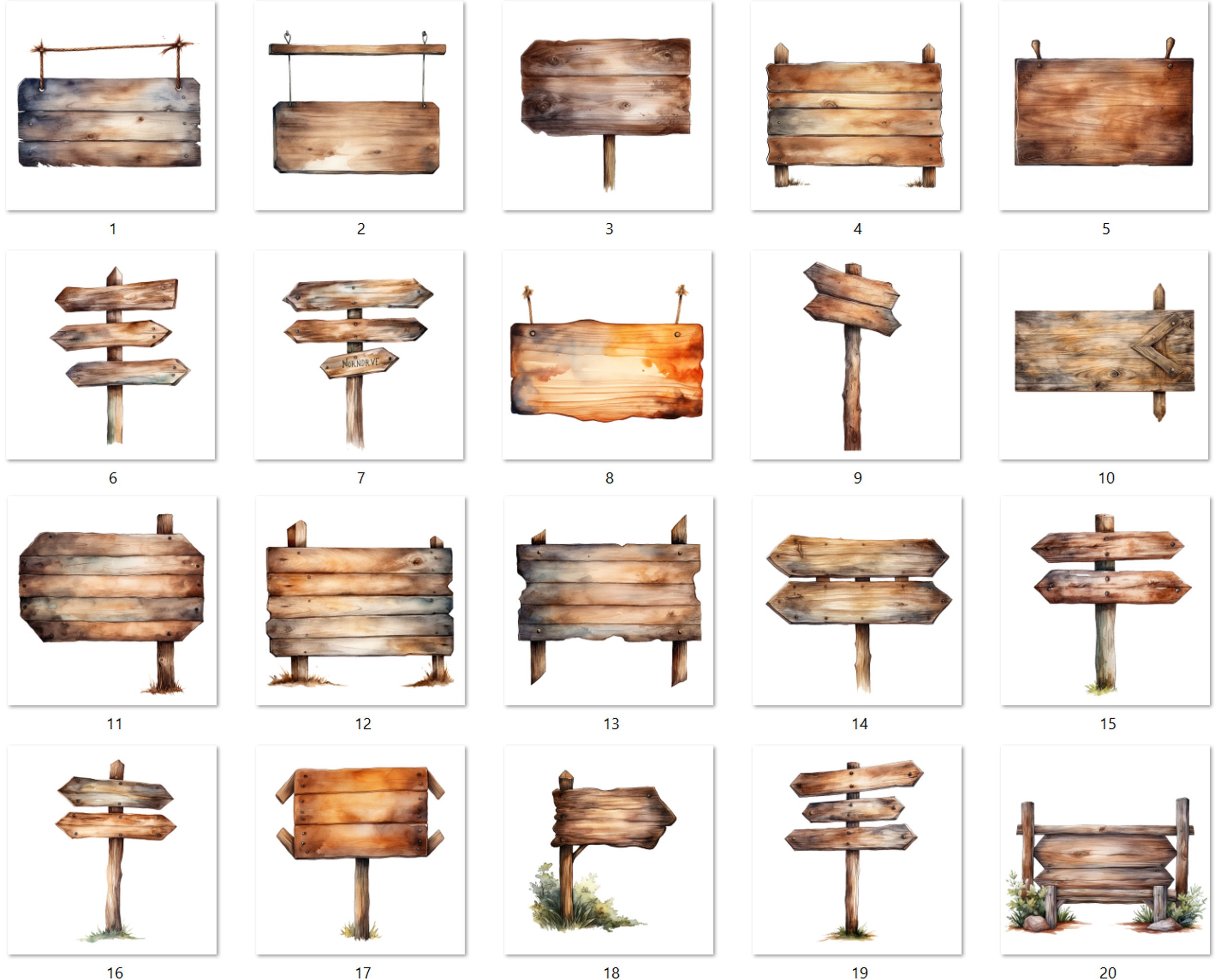 Watercolor Wood Signs Clipart, Printable Wood Signs Clip Art ...