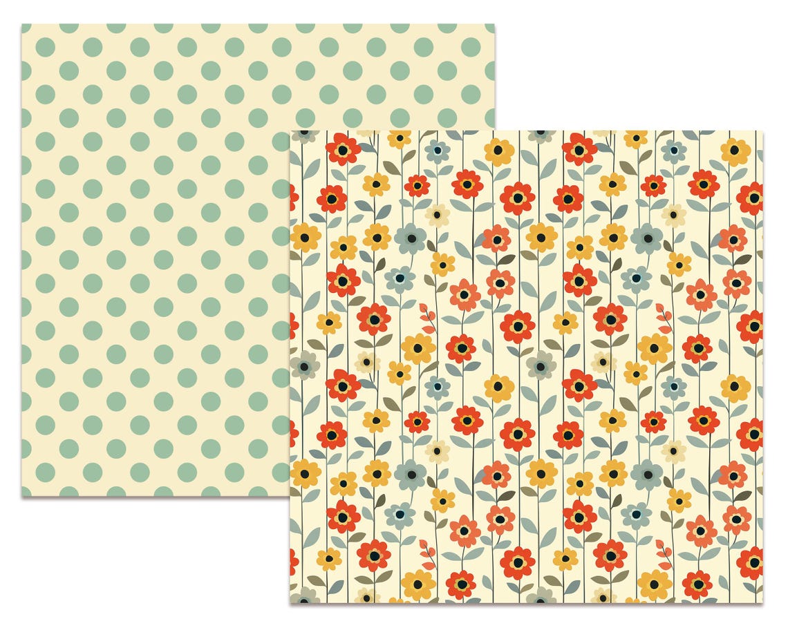 Retro Apples Seamless Patterns, Printable Scrapbook Paper, Instant ...