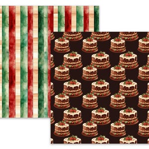 Watercolor Christmas Desserts, Printable Scrapbook Paper, Seamless ...