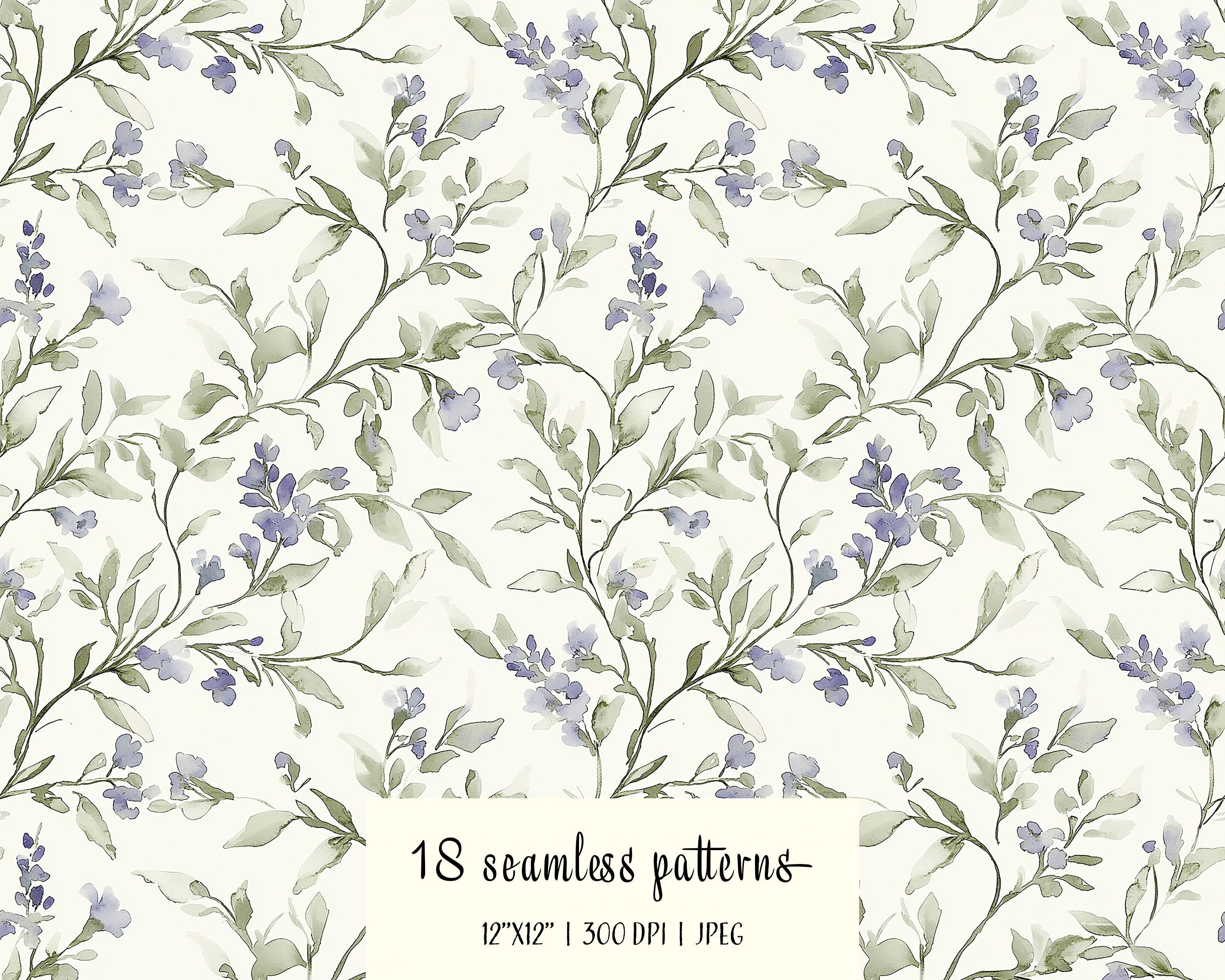Lavender Provence – 18 Watercolor Seamless Patterns, French Countryside ...