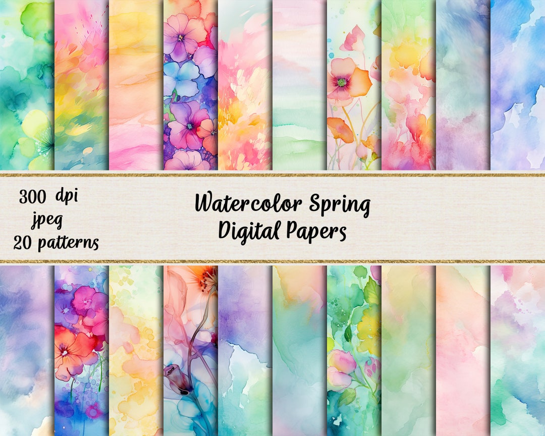 Watercolor Spring Backgrounds, Spring Flowers, Pastel Colors, Printable ...