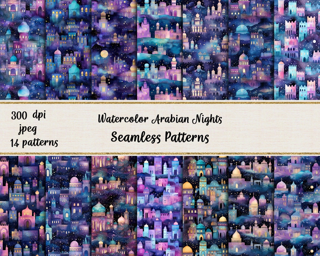 Watercolor Arabian Nights Seamless Patterns Digital Papers - Etsy