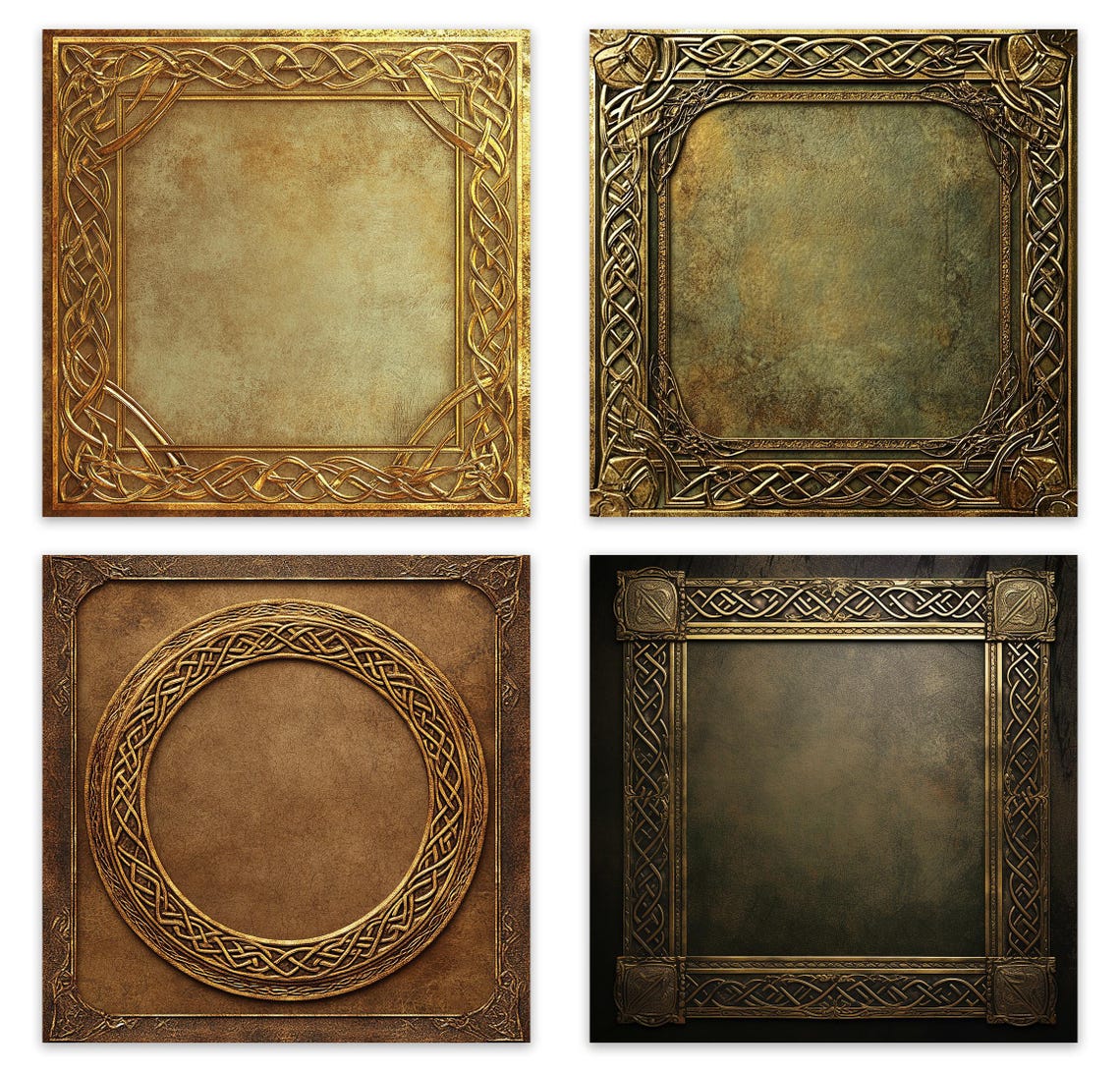 Gold Celtic Frames Digital Papers, Scrapbook Paper (digital Download ...