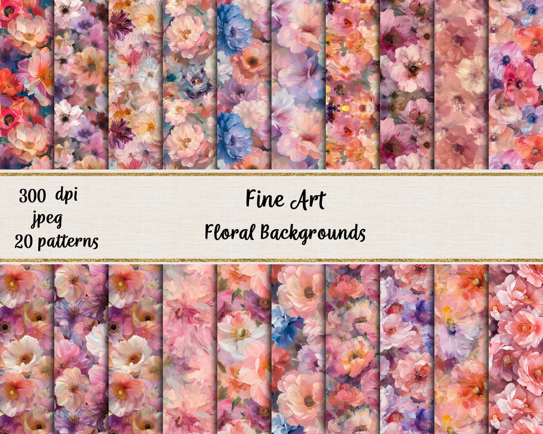 Pastel Fine Art Flowers Seamless Patterns - Etsy