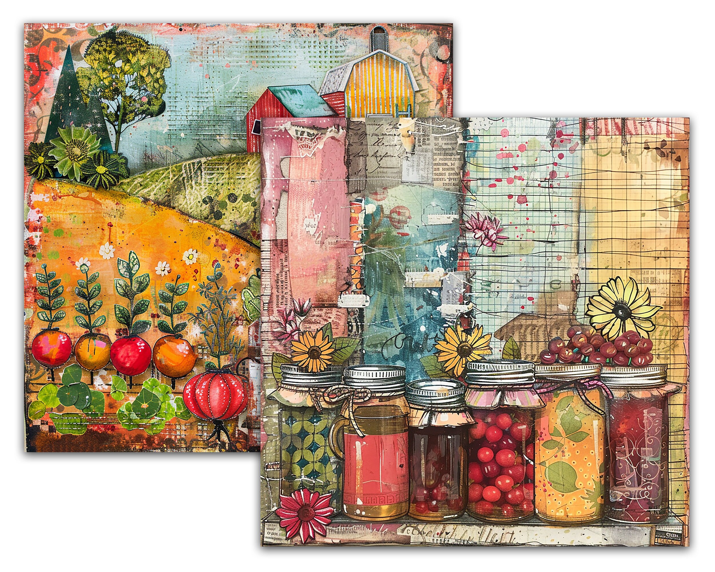 Whimsical Farm Digital Papers, Printable Journal Pages, Instant ...