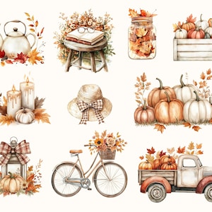 Cottagecore Autumn Clipart: Watercolor Fall Illustrations (PNG) - Etsy