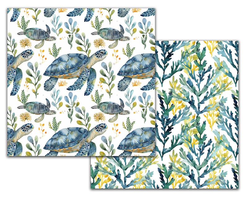 Watercolor Sea Turtles Seamless Patterns - Etsy