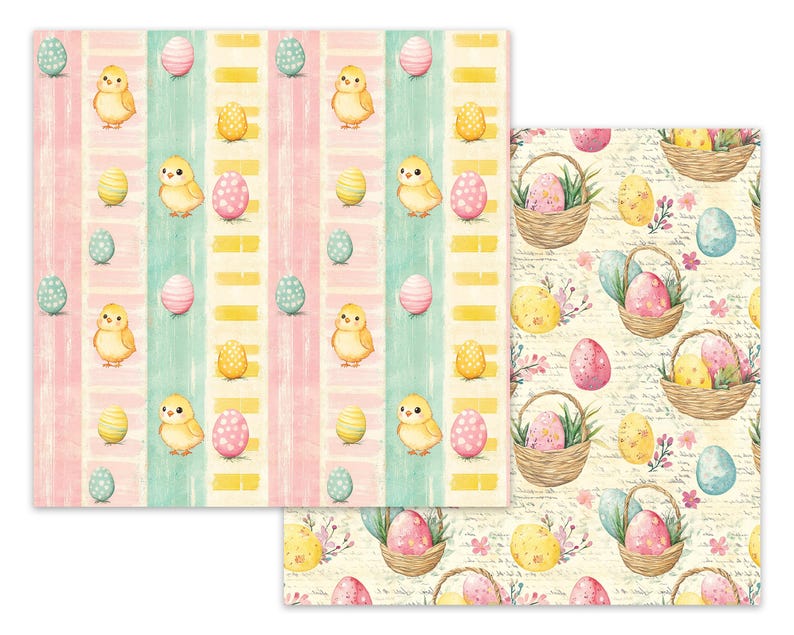 Pastel Easter Seamless Patterns, Printable Scrapbook Paper, Watercolor ...