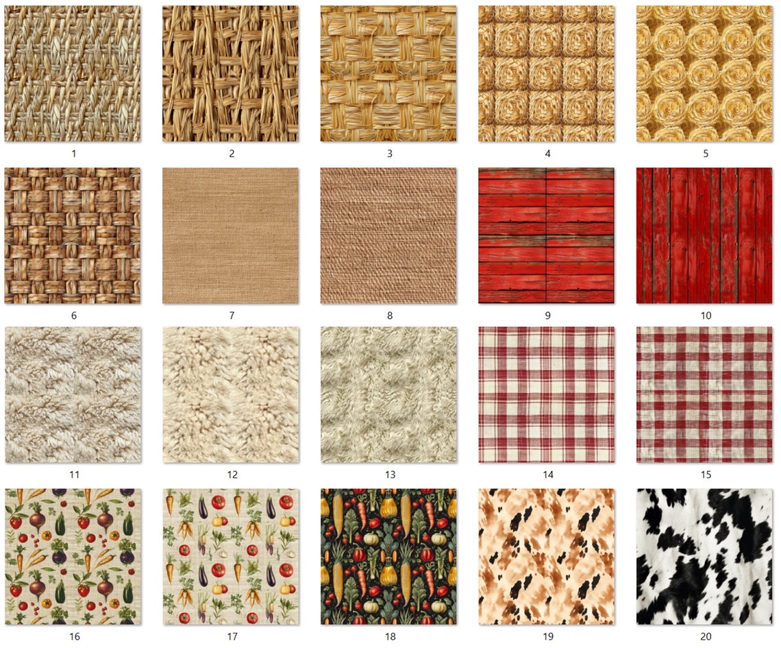 Farm Textures, Seamless Patterns, Printable Scrapbook Paper, Instant ...