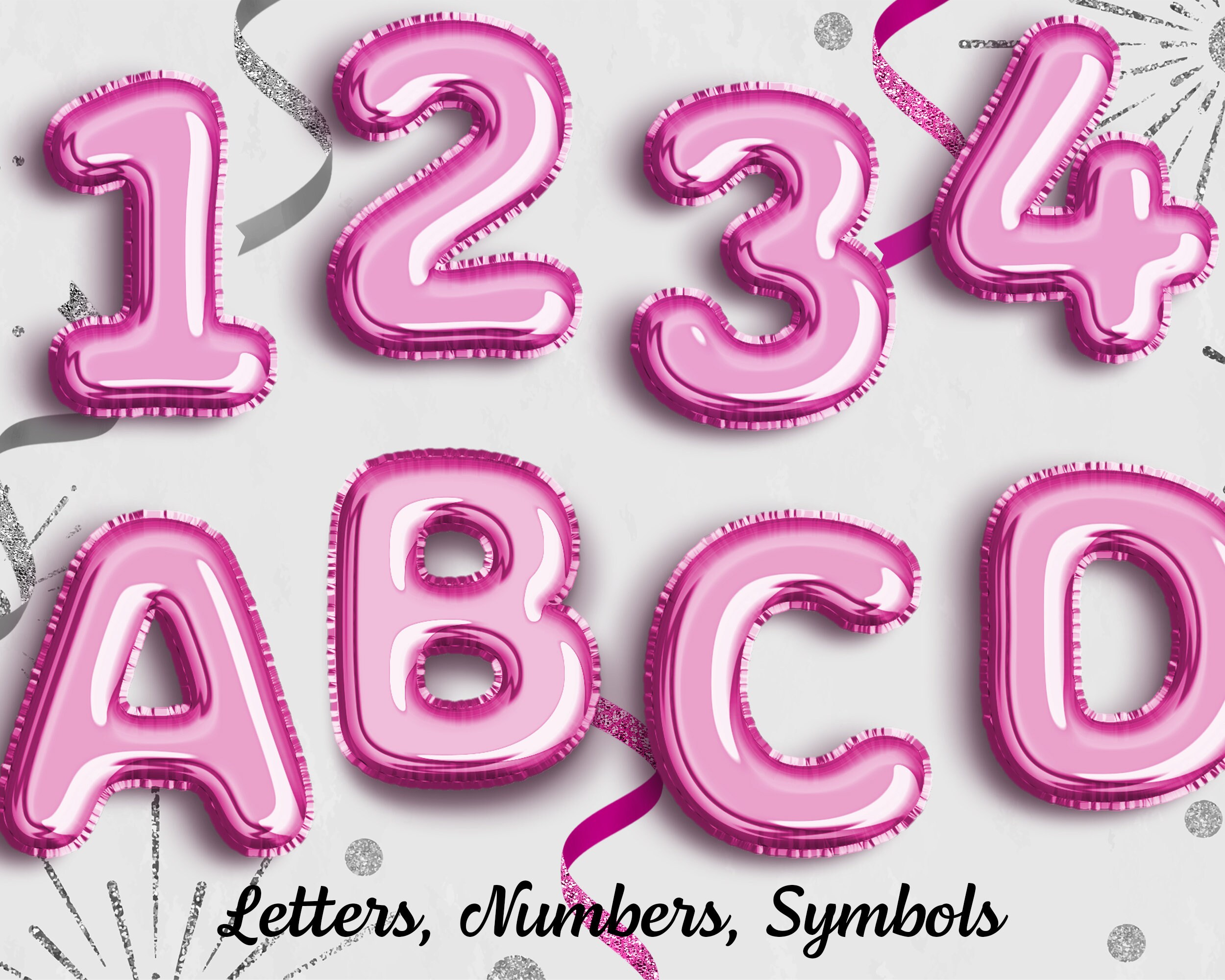 Pink Foil Balloon Alphabet Clipart - Etsy