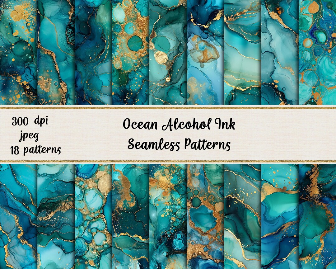 Ocean Waves and Bubbles Alcohol Ink Seamless Patterns - Etsy