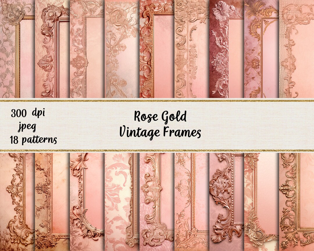 Rose Gold Antique Frames Digital Papers - Etsy
