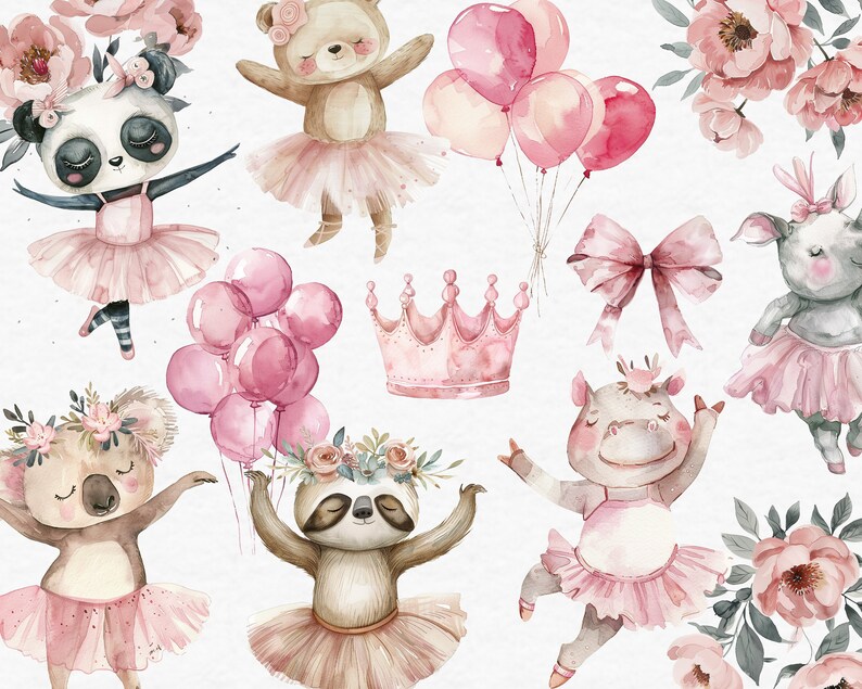 Watercolor Ballet Animals Clipart, Commercial Use, Instant Download - Etsy
