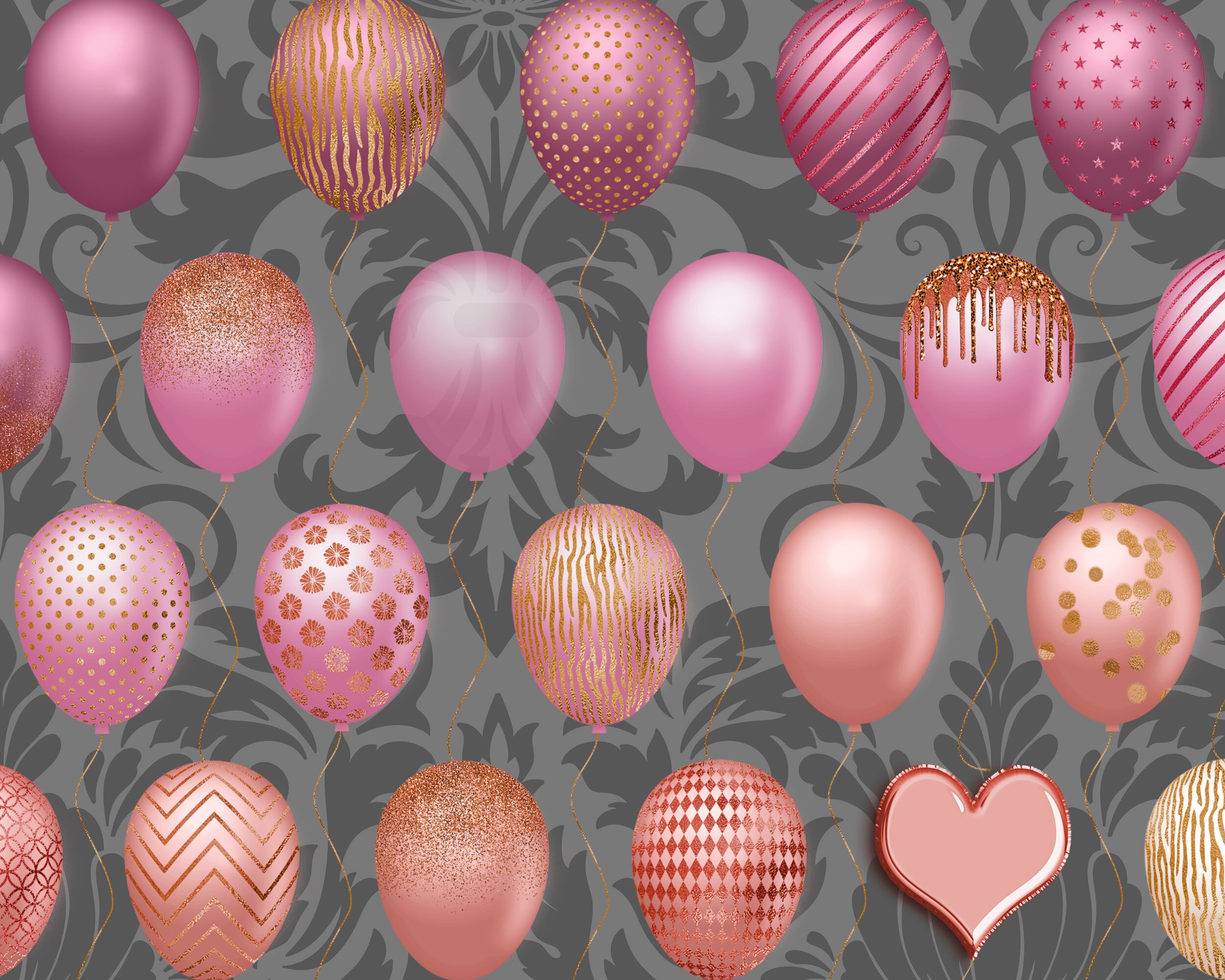 Rose Gold Balloons Clip Art - Etsy