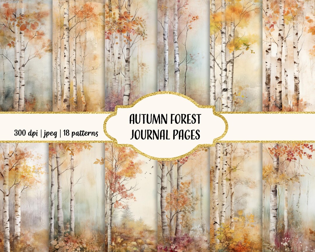 Autumn Forest Digital Papers, Printable Scrapbook Paper, Watercolor ...