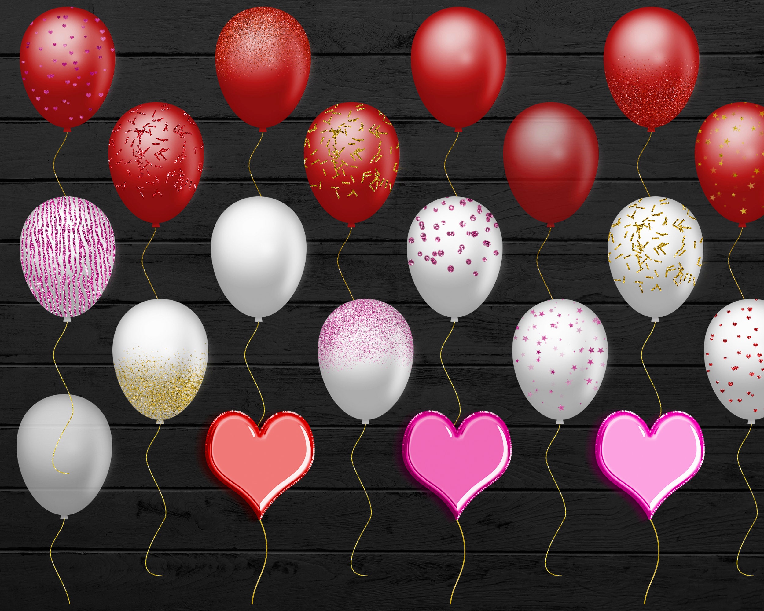 Valentine's Day Balloons Clip Art - Etsy Australia