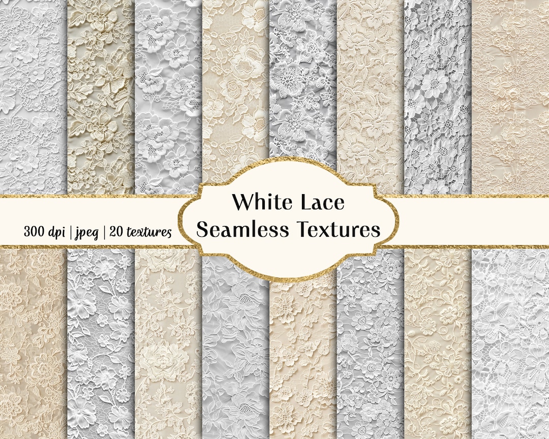 White and Ivory Lace Seamless Textures, Commercial Use - Etsy