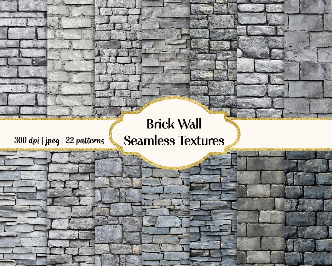 Stone Brick Wall Textures, Printable Seamless Patterns, Commercial Use ...