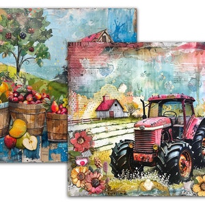 Whimsical Farm Digital Papers, Printable Journal Pages, Instant ...