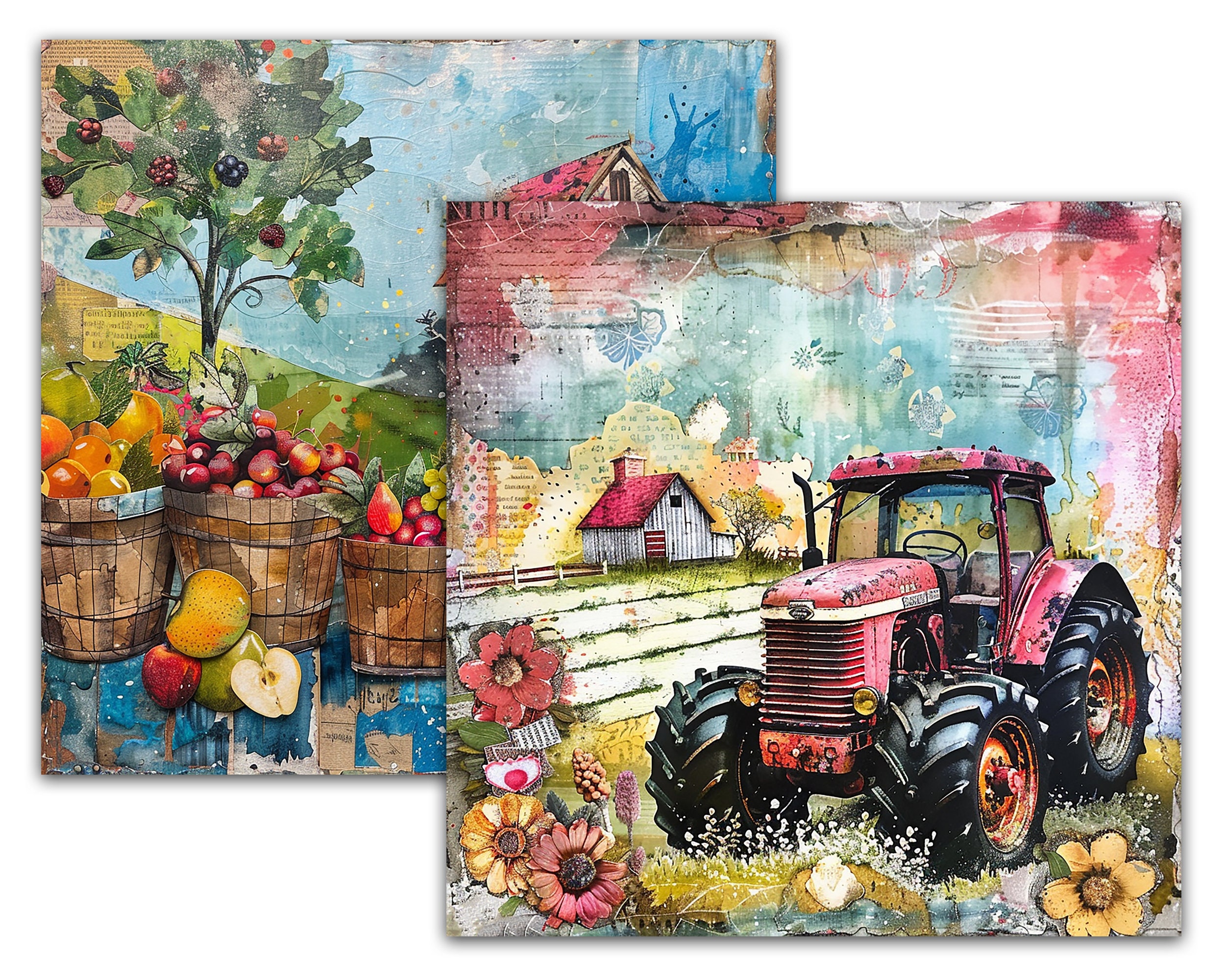 Whimsical Farm Digital Papers, Printable Journal Pages, Instant ...