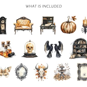 Haunted House Watercolor Clipart Set | Spooky Vintage Halloween Clip ...