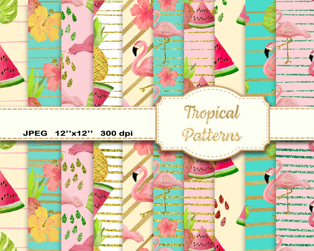 Tropical Digital Papers - Etsy