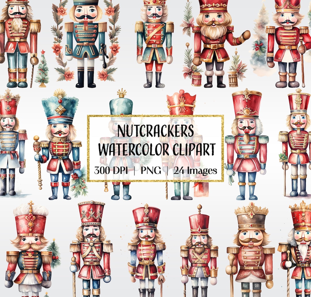 Watercolor Nutcrackers Clipart, Printable Christmas Clip Art ...