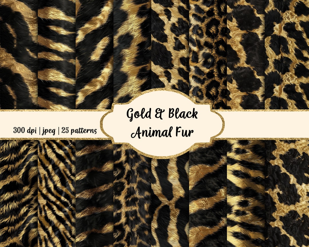 Gold and Black Animals Fur, Printable Seamless Textures, Commercial Use ...