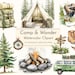 Watercolor Camping Clipart: Rustic Forest PNG Bundle (commercial Use ...