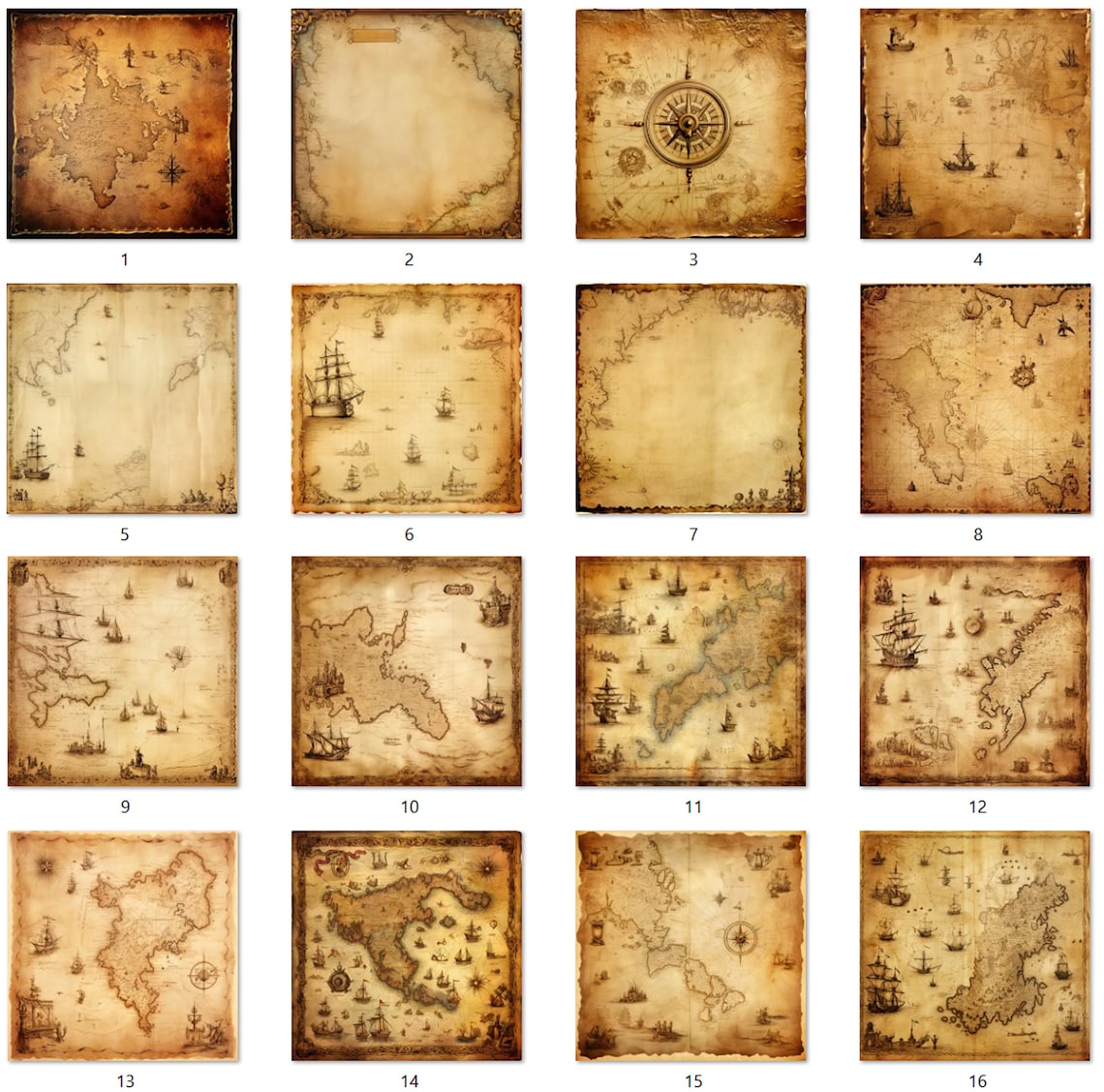 Antique Treasure Maps, Printable Vintage Maps, Instant Download Digital ...