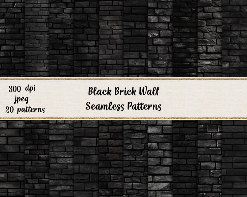 Black Brick Wall Seamless Textures - Etsy