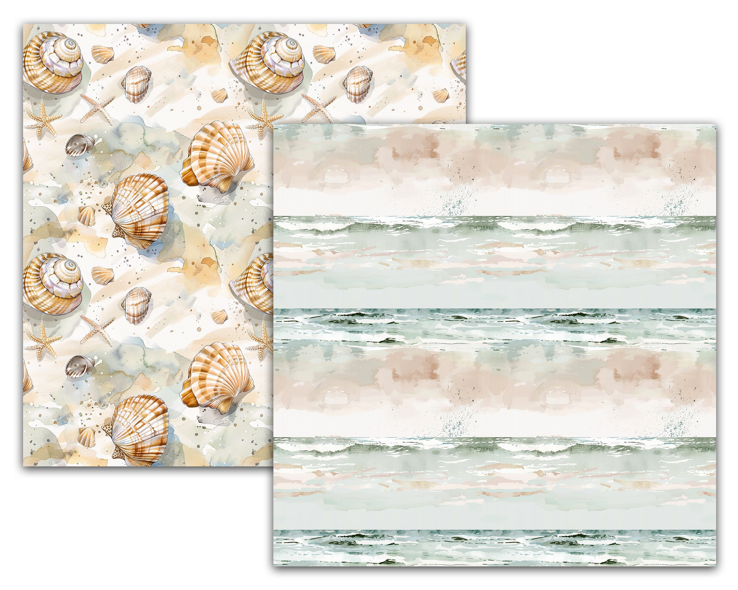 Watercolor Beach Seamless Patterns, Commercial Use - Etsy