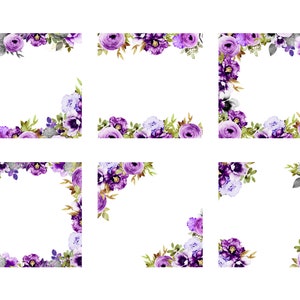 Purple Watercolor Flowers Clipart - Etsy