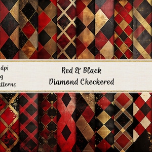Red and Black Diamond Checkered Patterns - Etsy