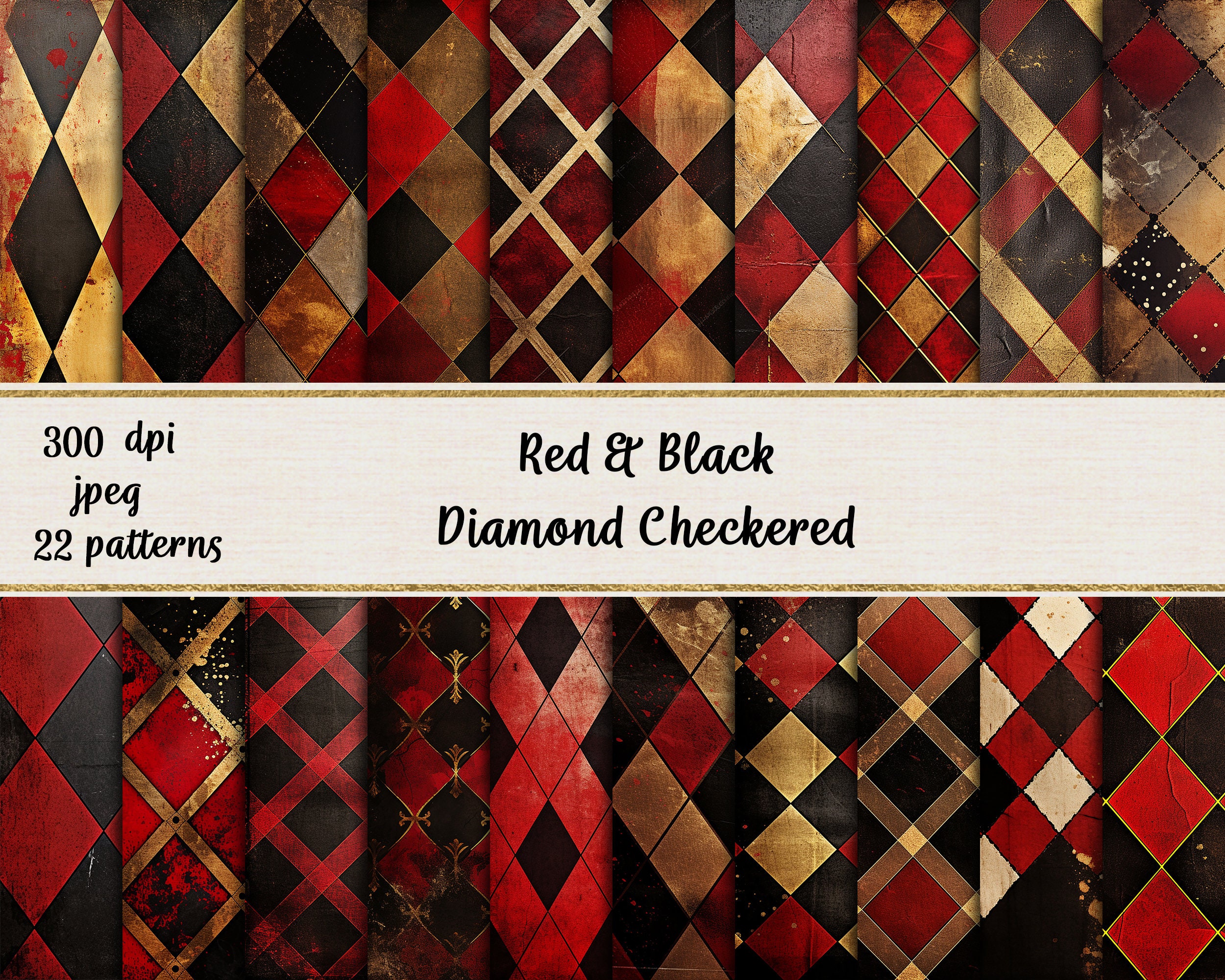 Red and Black Diamond Checkered Patterns - Etsy
