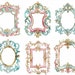 Watercolor Rococo Frames Clipart: Pink, Turquoise & Gold (PNG Digital ...