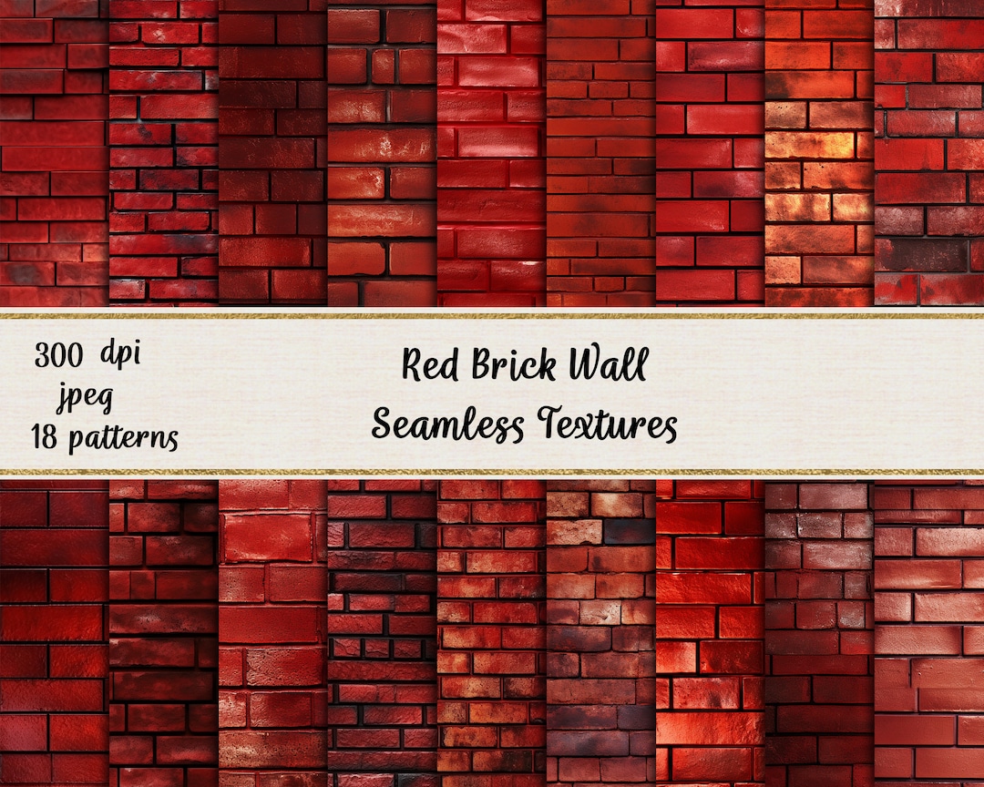 Red Brick Wall Seamless Patterns - Etsy