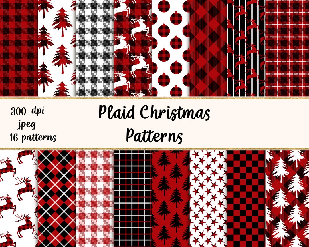 Christmas Plaid Digital Paper Pack - Etsy
