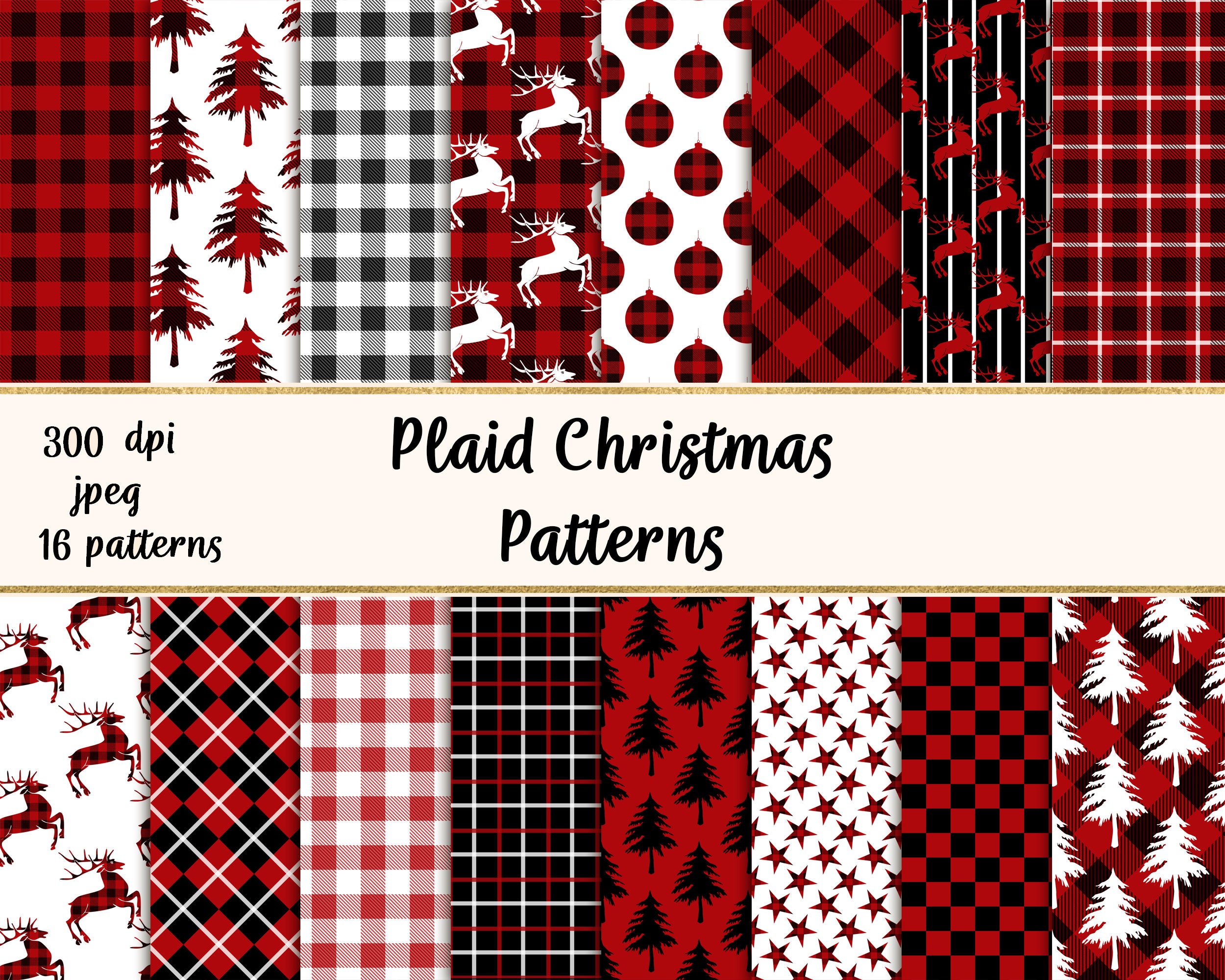 Christmas Plaid Digital Paper Pack - Etsy