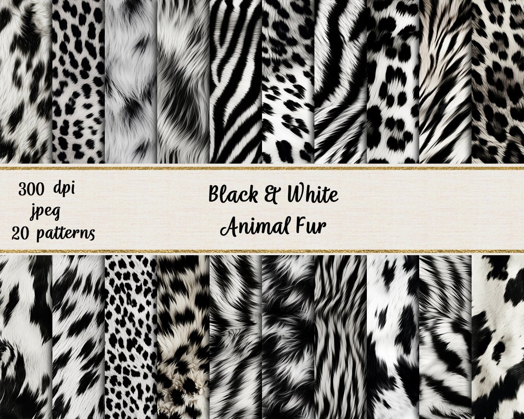 Black and White Animal Fur Textures, Printable Seamless Patterns ...