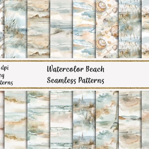 Watercolor Beach Seamless Patterns, Commercial Use - Etsy