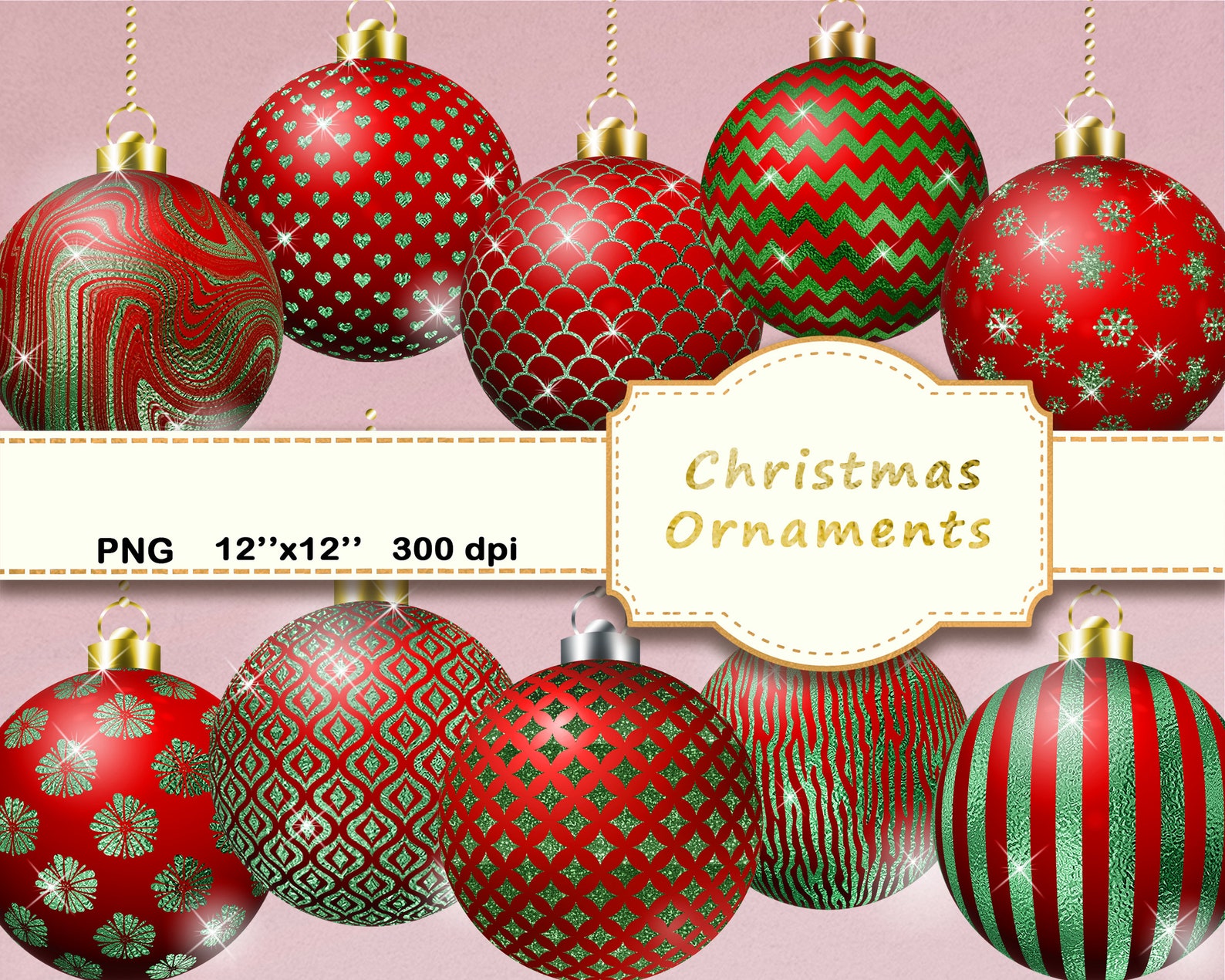 Red and Green Christmas Ornaments - Etsy