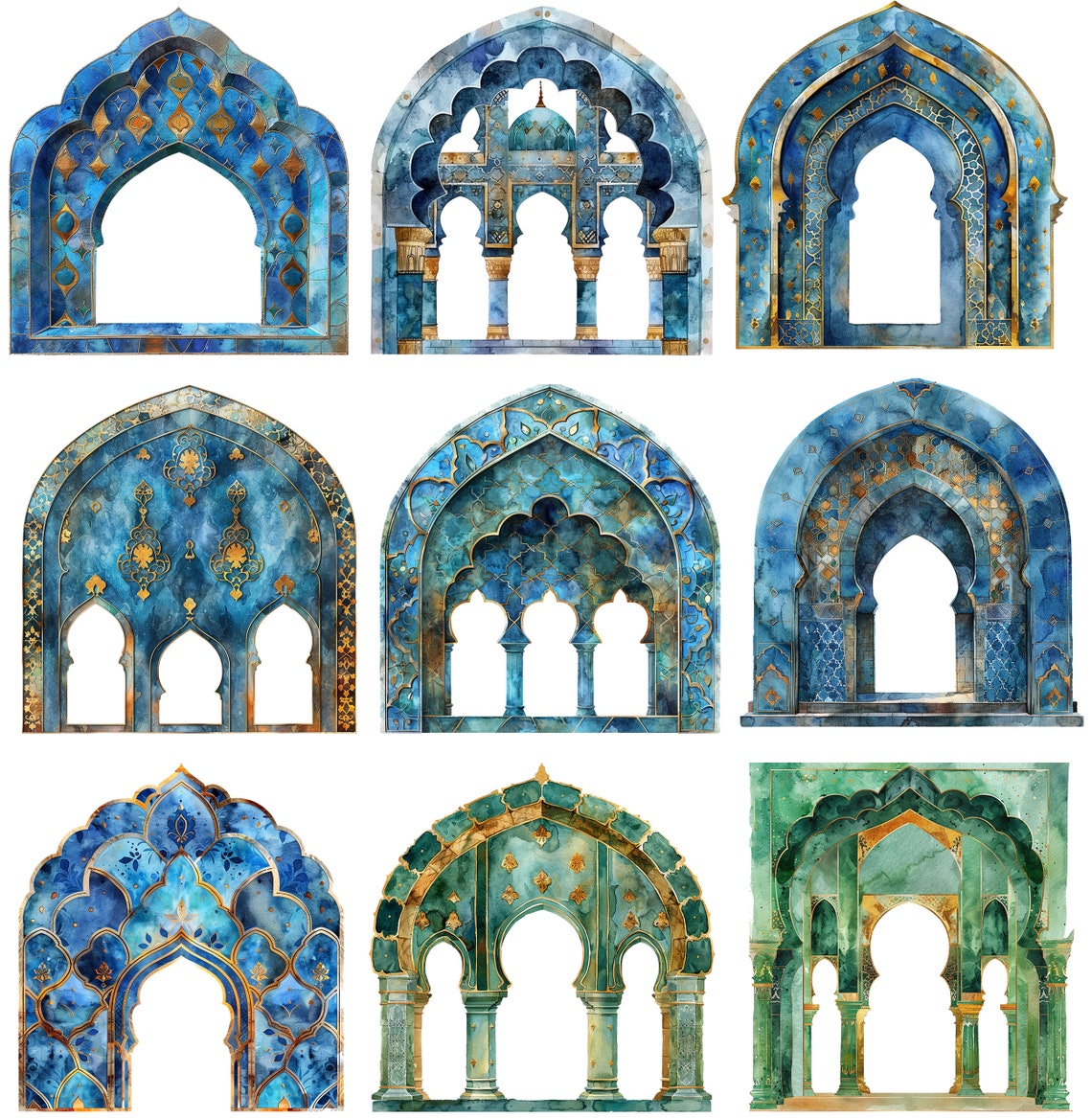 Watercolor Moroccan Arches Clipart, Commercial Use - Etsy