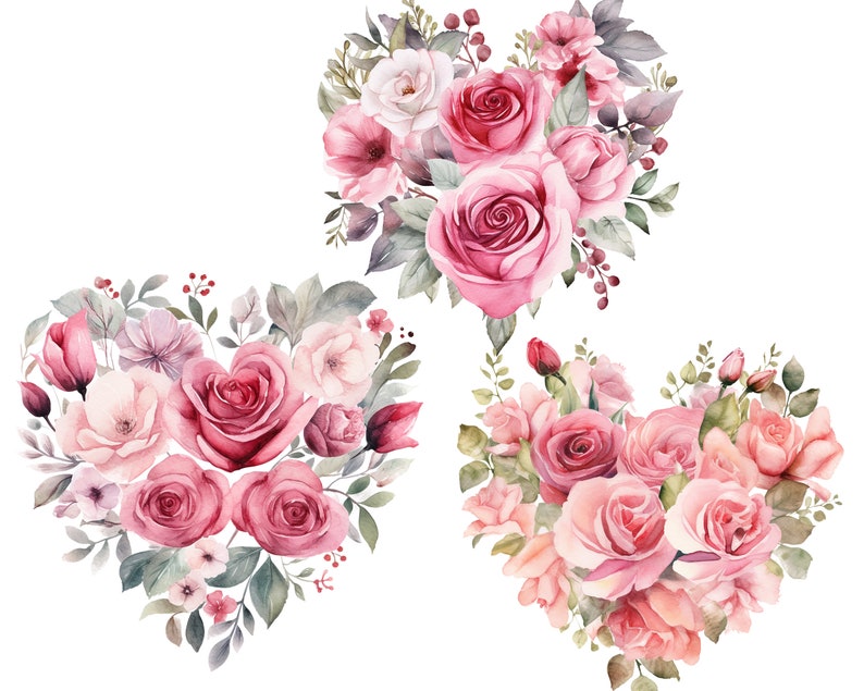 Watercolor Vintage Pink Roses Clipart - Etsy