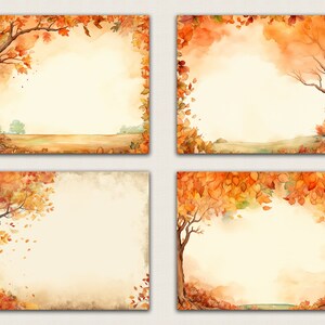 Watercolor Autumn Trees Borders, Printable Journal Pages, Commercial ...