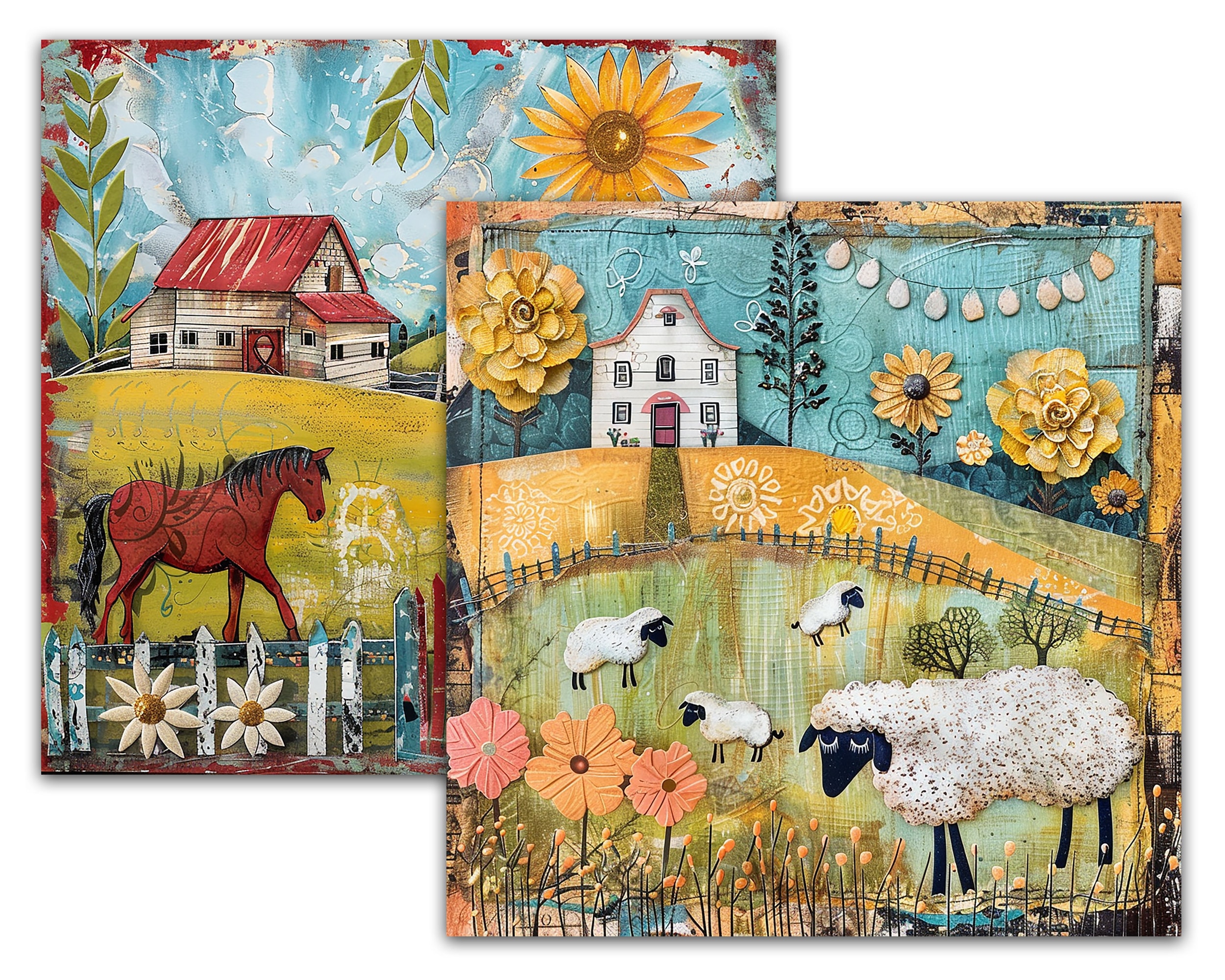 Whimsical Farm Digital Papers, Printable Journal Pages, Instant ...