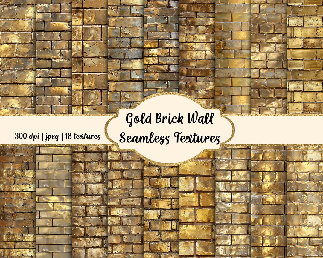 Gold Brick Wall Seamless Textures, Commercial Use - Etsy